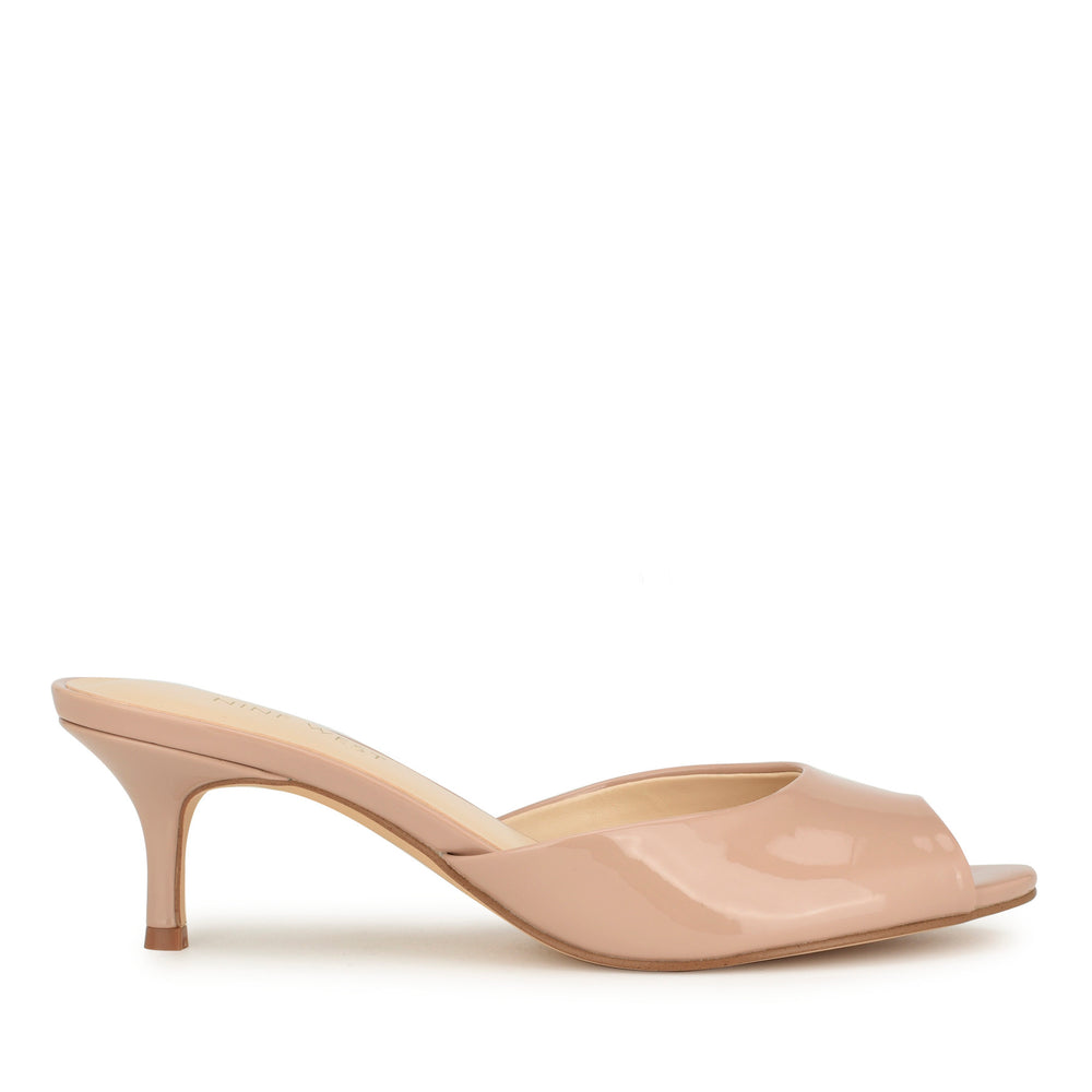 Women's Luvlie Heeled Slide Sandals - Natural Patent | Nine West