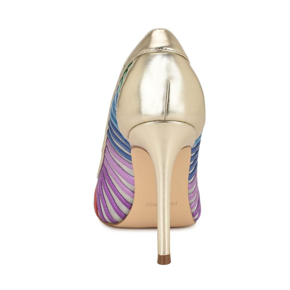 Women's Feresa Pointy Toe Pumps - Rainbow Metallic Mesh | Nine West