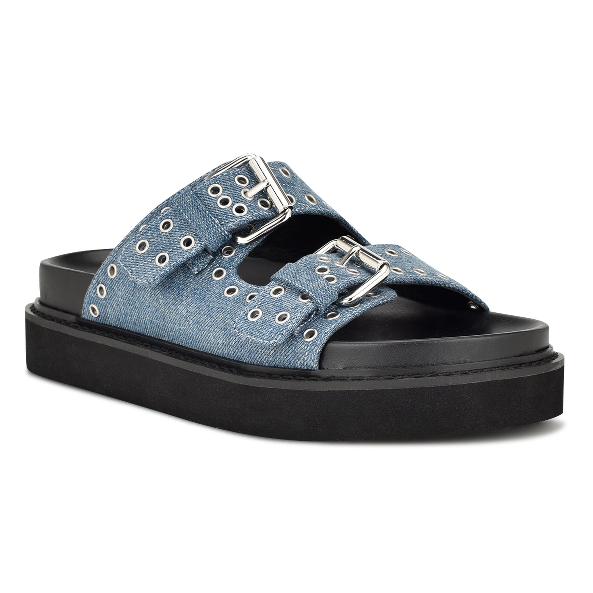 Eleny Buckle Slide Sandals - Nine West