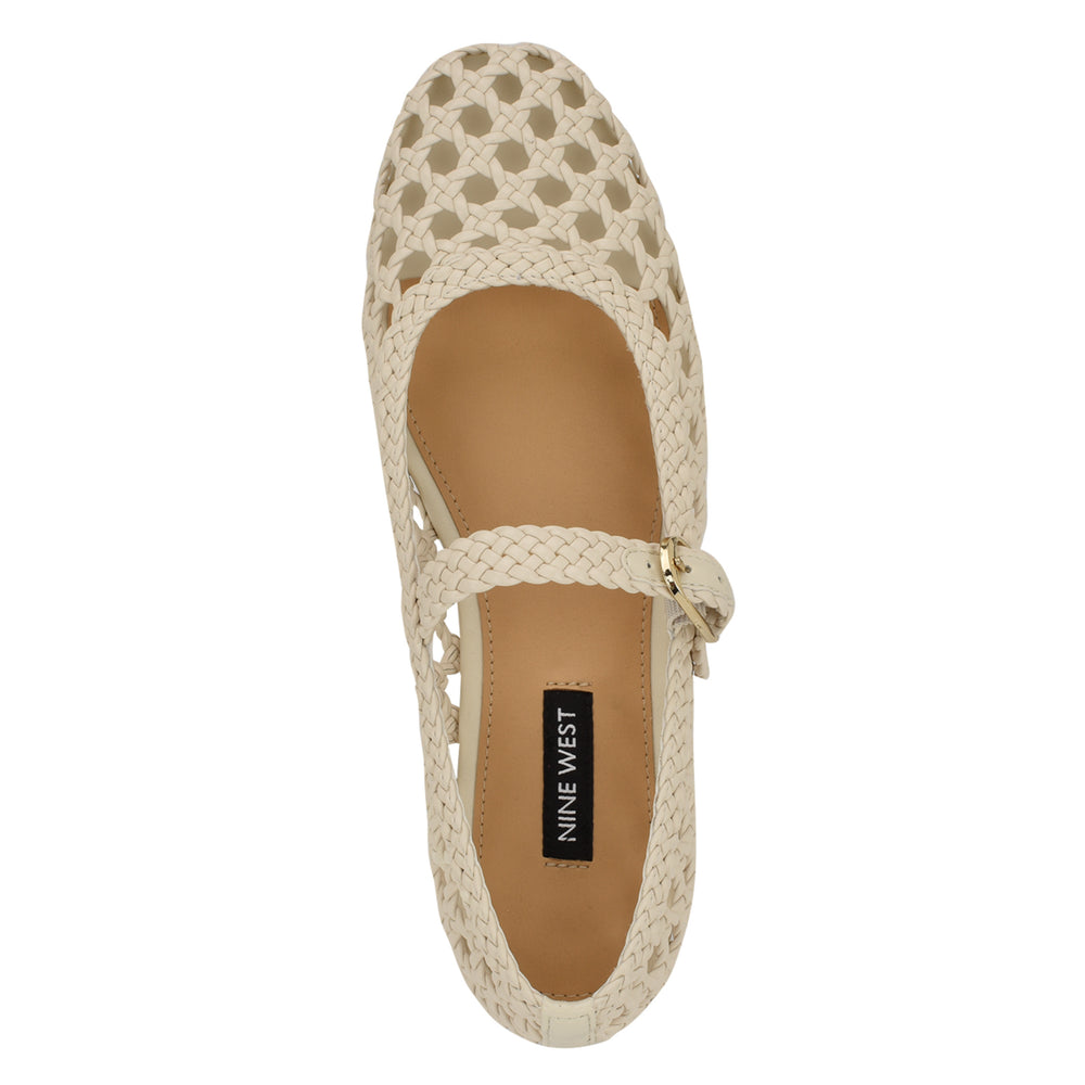 Women's Halie Woven Mary Jane Flats - Cream | Nine West