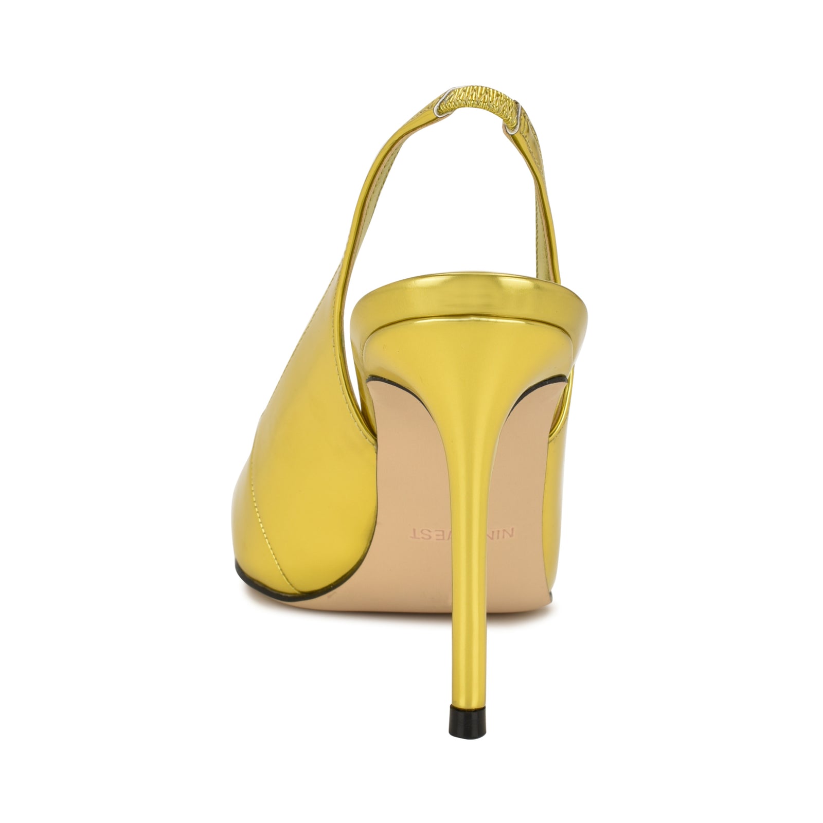 Women's Feather Pointy Toe Slingback Pumps - Yellow Mirror Patent ...