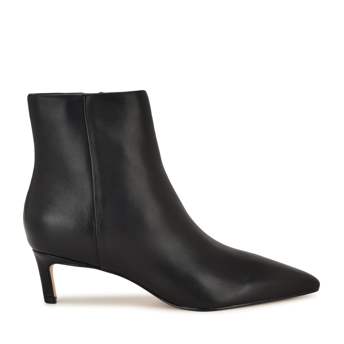 Women's Brite Kitten Heel Ankle Leather Booties - Black Leather | Nine West