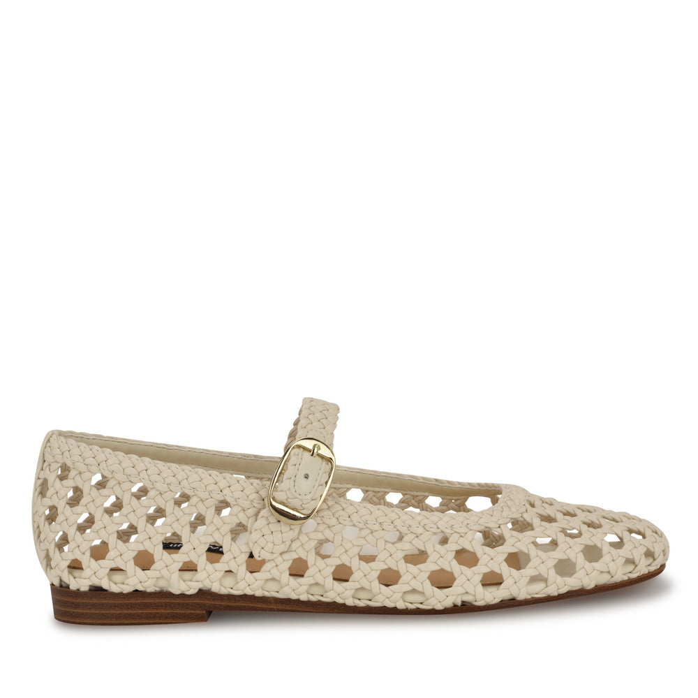 Women's Halie Woven Mary Jane Flats - Cream | Nine West