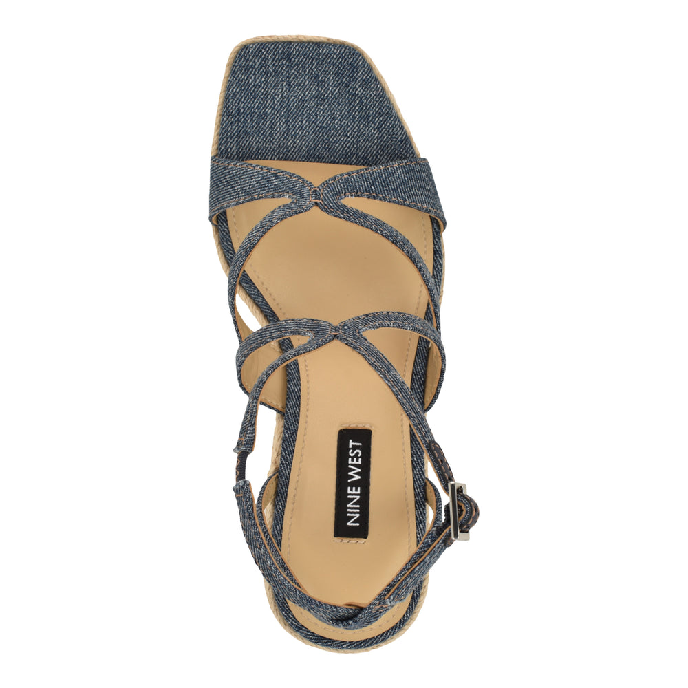 Women's Adriane Strappy Wedge Sandals - Denim | Nine West