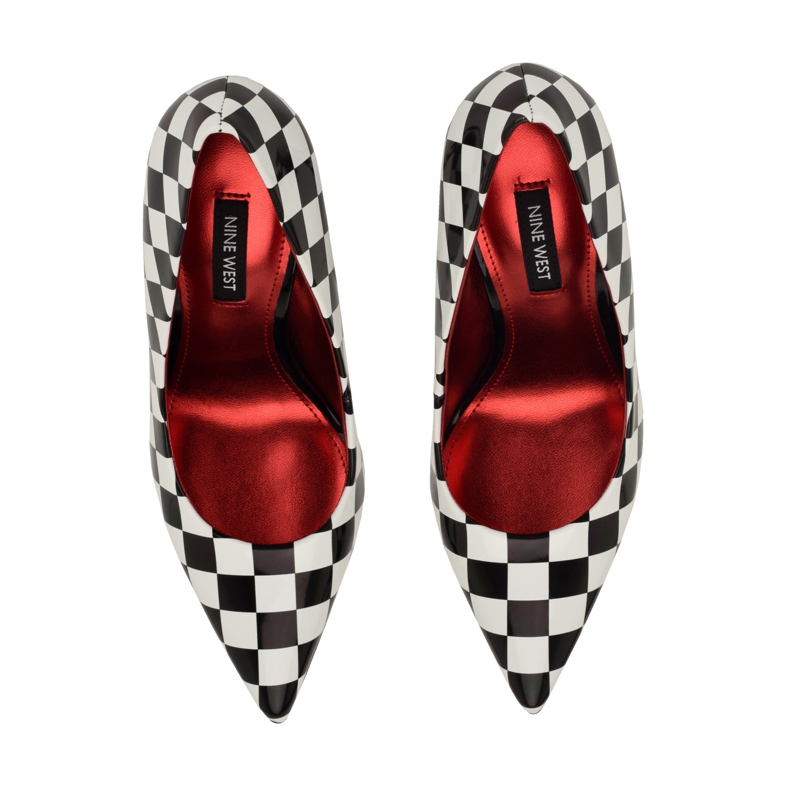 Women's Fresh Pointy Toe Pumps - Black and White Checker | Nine West