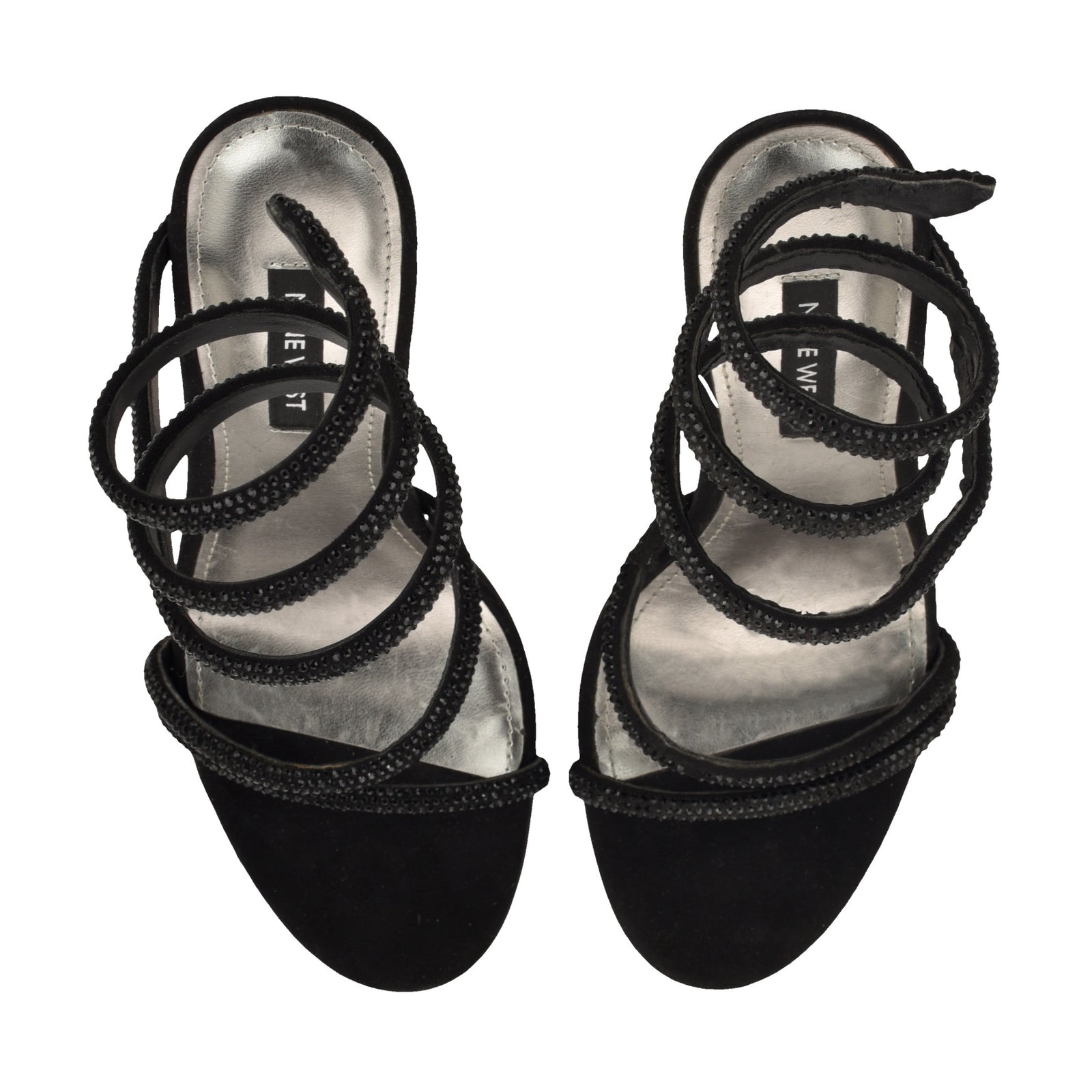 Women's Maskil Ankle Wrap Heeled Sandals - Black Shimmer Rhinestone ...