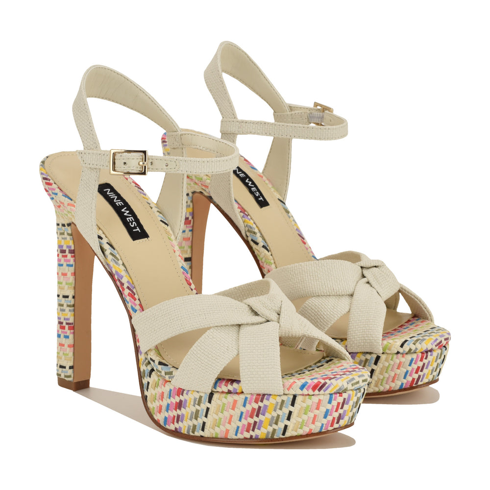 Women's Windee Knotted Platform Sandals - Rainbow Raffia | Nine West