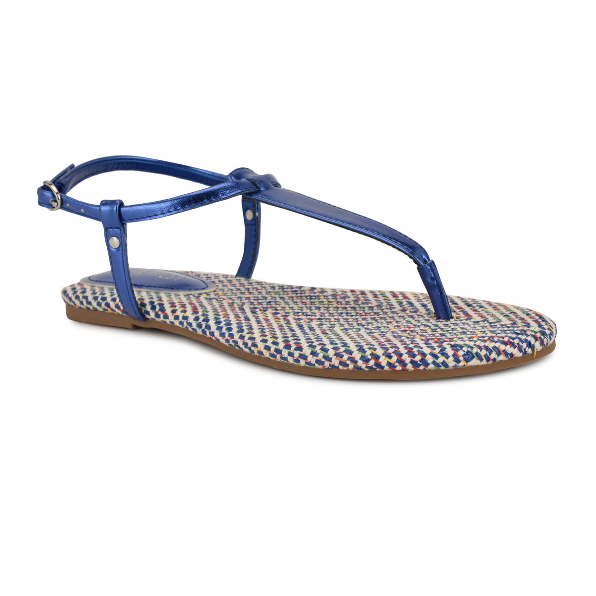 Women's Beriah Flat Thong Sandals - Blue Metallic | Nine West