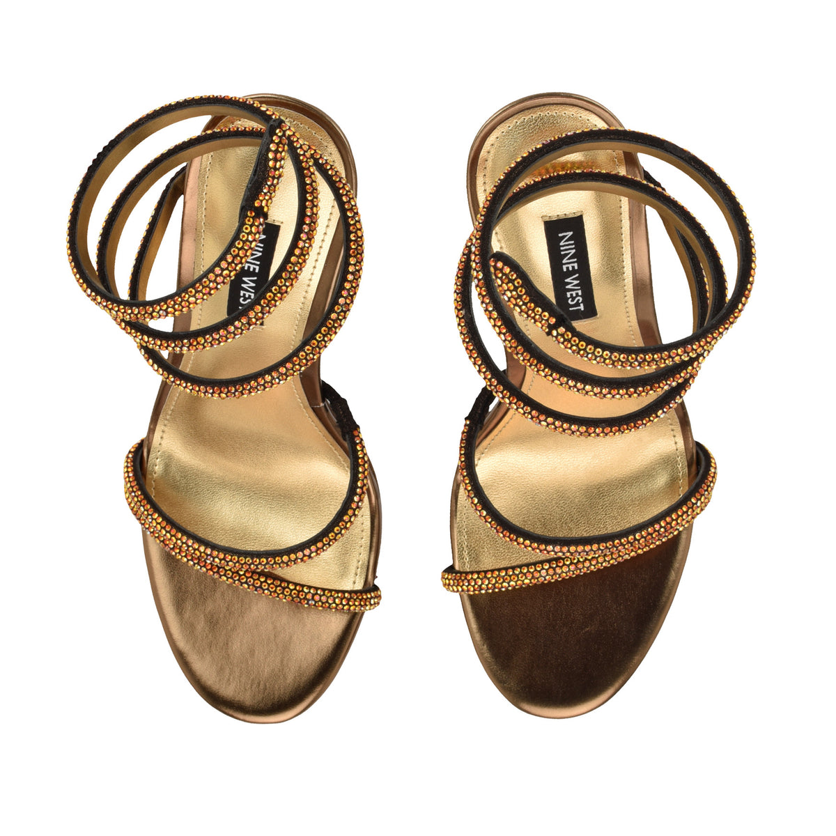 Women's Maskil Ankle Wrap Heeled Sandals - Dark Gold Shimmer Rhinestone ...