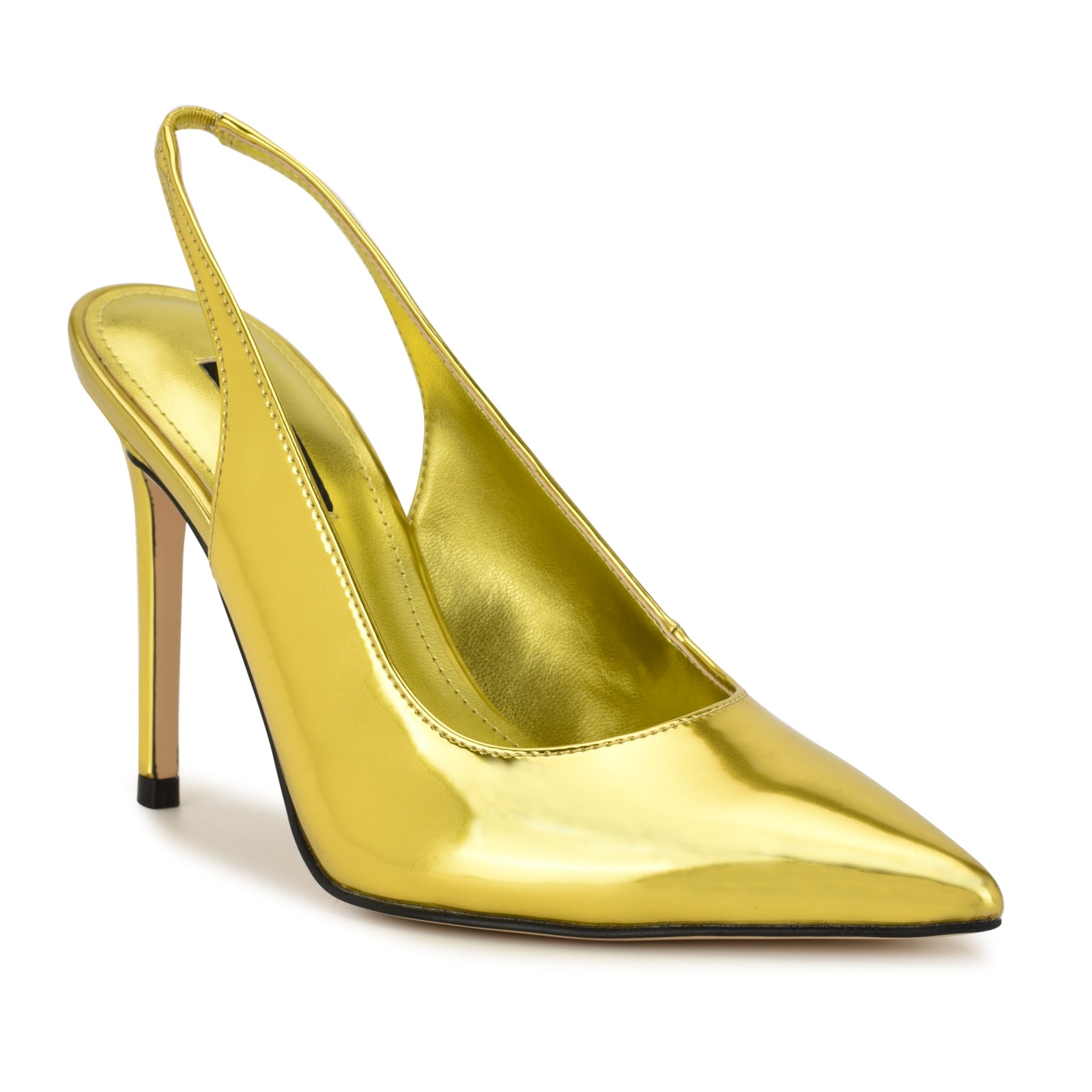 Women's Feather Pointy Toe Slingback Pumps - Yellow Mirror Patent ...