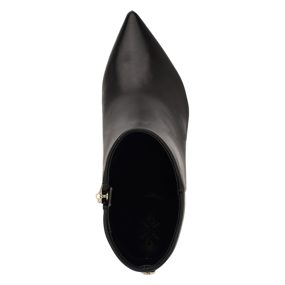 Women's Kryger 9x9 Pointy Toe Booties - Black Leather | Nine West