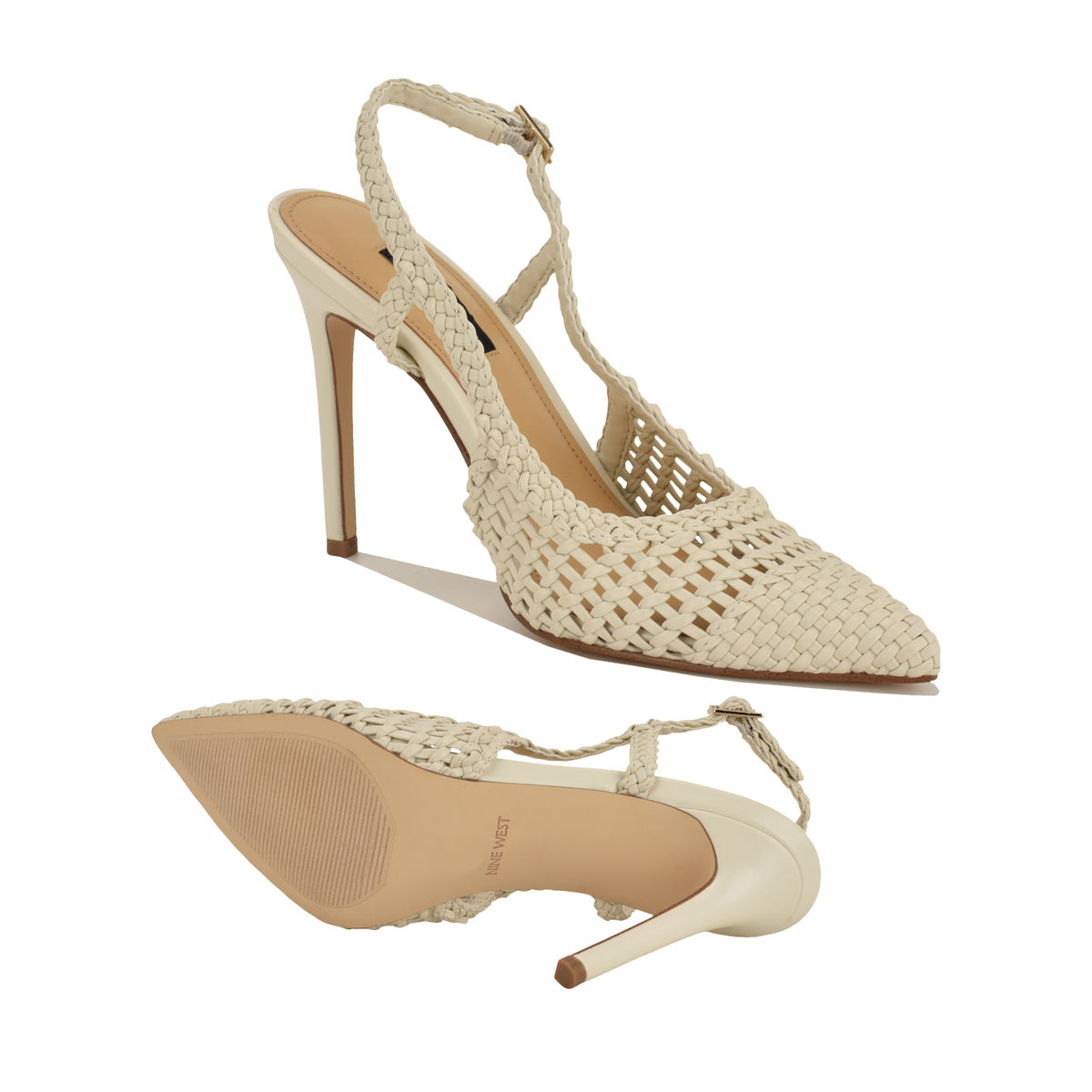 Women's Fresky Woven Slingback Pumps - Cream | Nine West