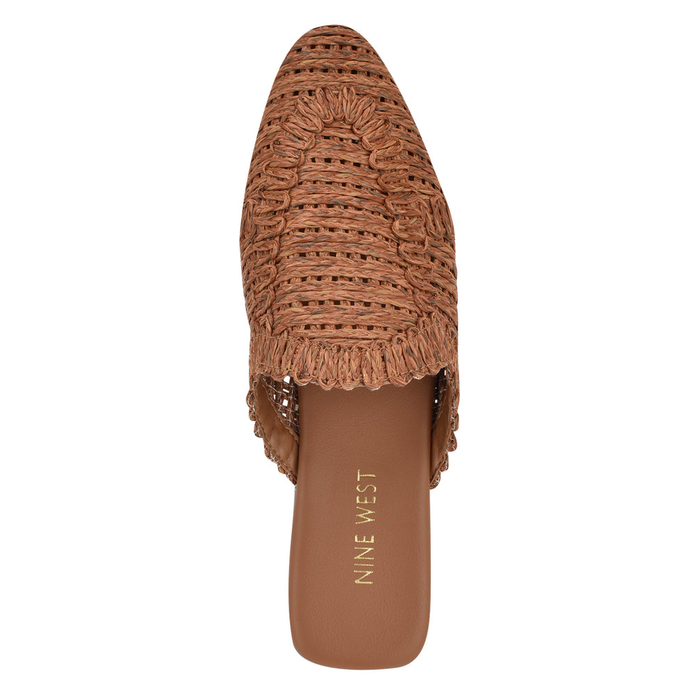 Women's Cleigha Pointy Toe Mules - Brown Raffia | Nine West