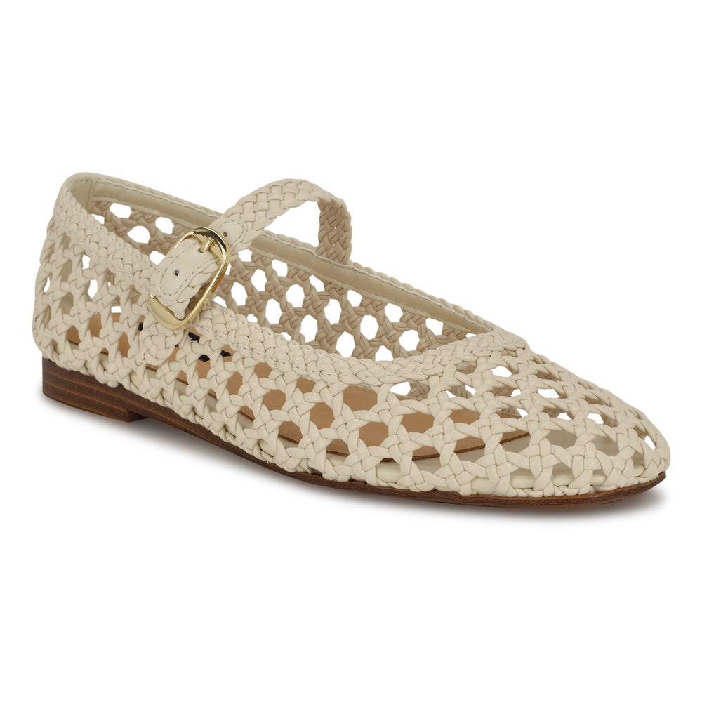 Women's Halie Woven Mary Jane Flats - Cream | Nine West