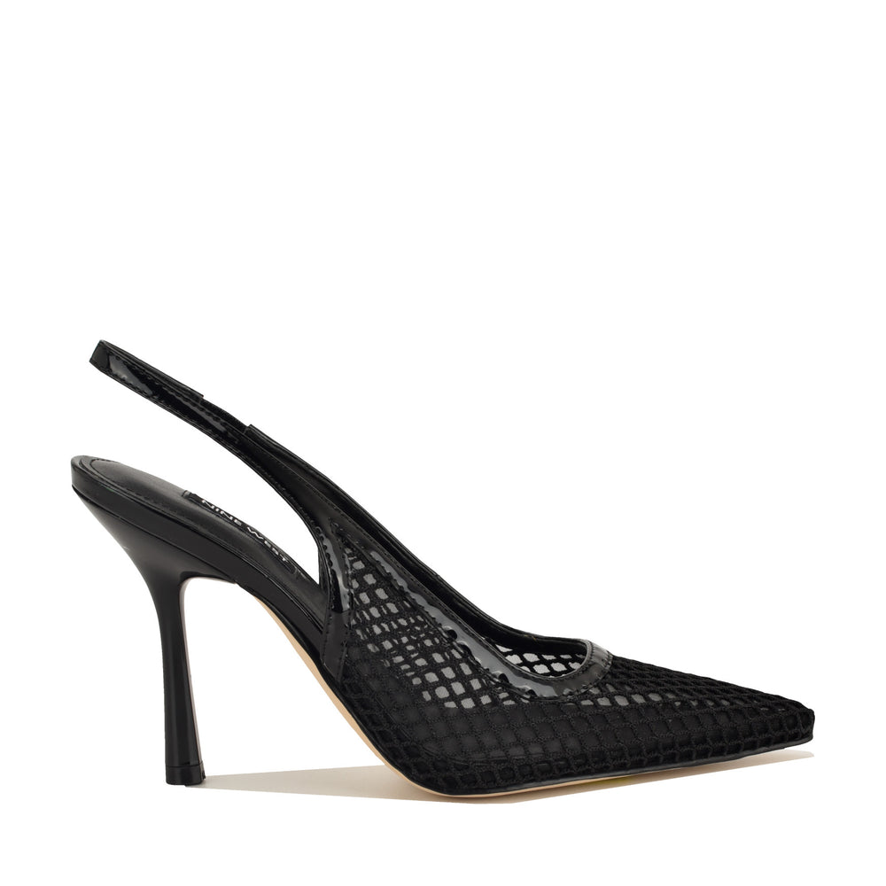 Women's Jermain Mesh Slingback Pumps - Black Fishnet Mesh | Nine West