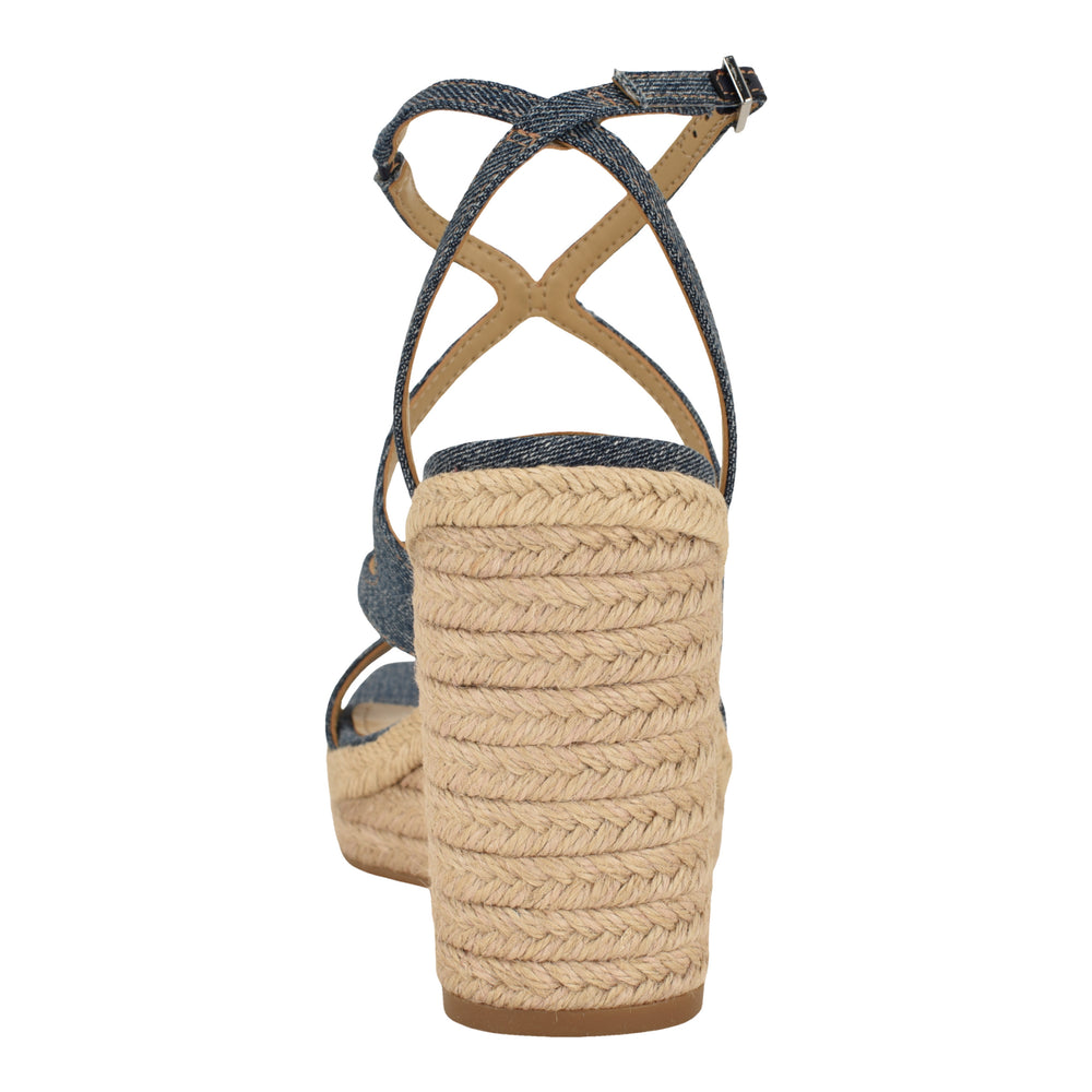 Women's Adriane Strappy Wedge Sandals - Denim | Nine West