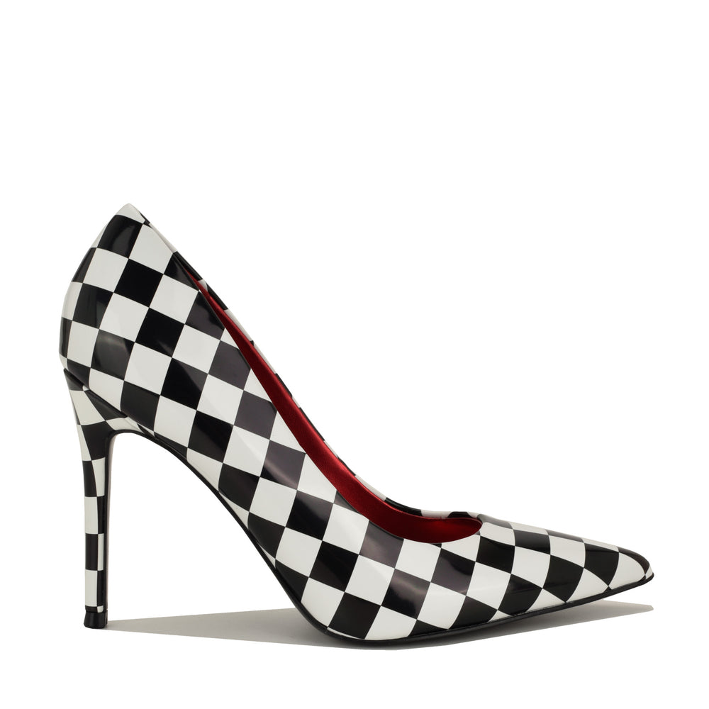 Women's Fresh Pointy Toe Pumps - Black and White Checker | Nine West